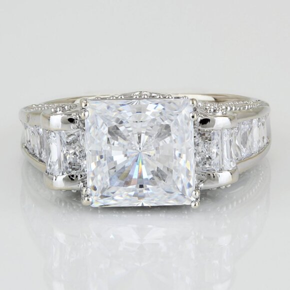 MEDA | Jewelry | 4k White Gold Cubic Zirconia Cz Cocktail Statement ...